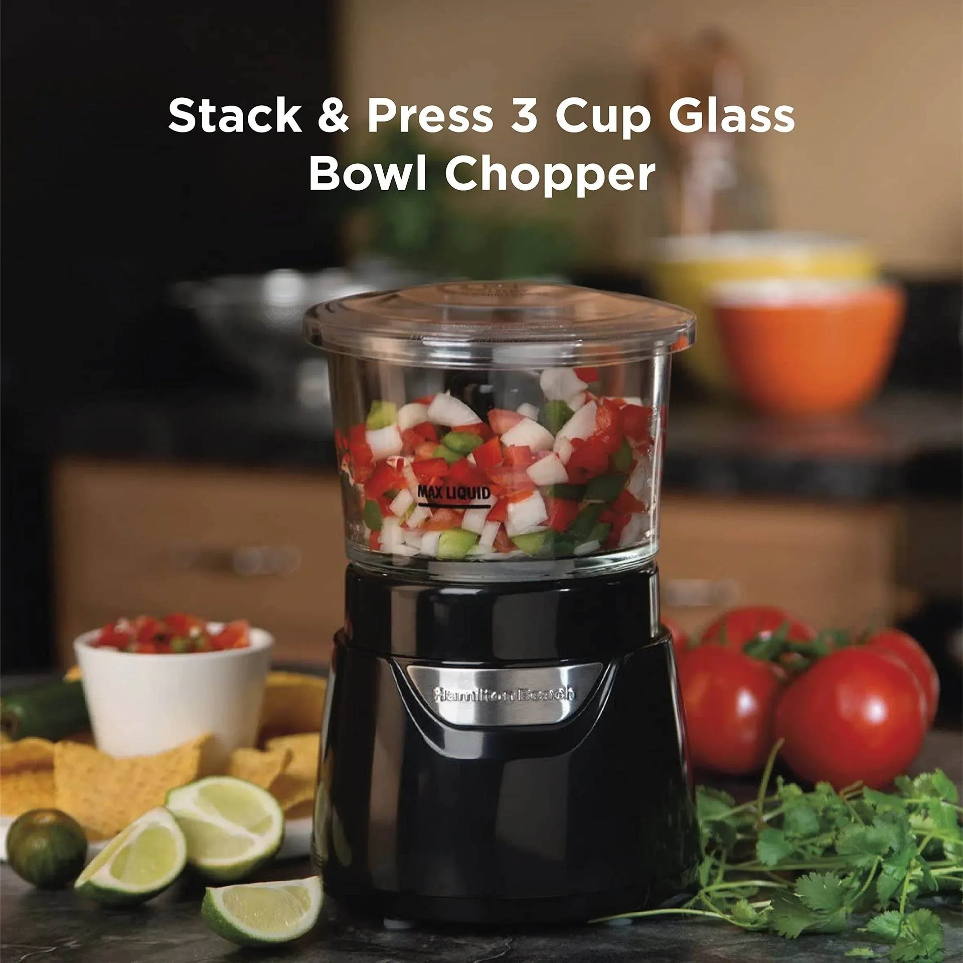 Hamilton Beach 700ml Stack & Press Glass Bowl Chopper – Hamilton Beach UK