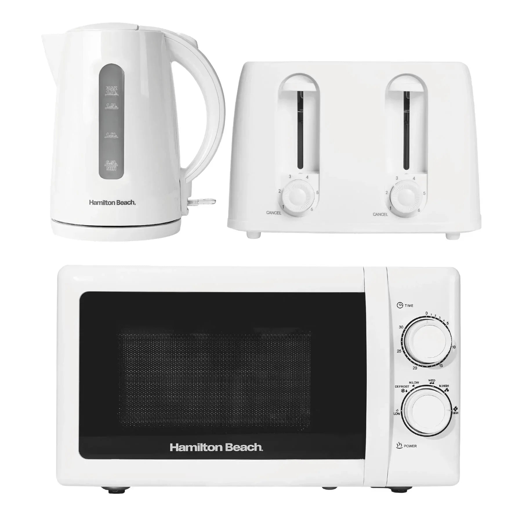 Hamilton Beach Essentials Kettle, 4 Slice Toaster & 20L Standard Micro ...